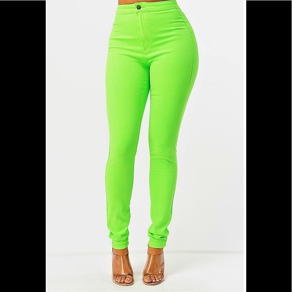 Jeans | Skinny High Waisted Jeans Neon Green | Poshmark